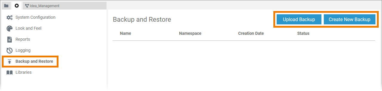 Creating and Restoring Backups of Namespaces